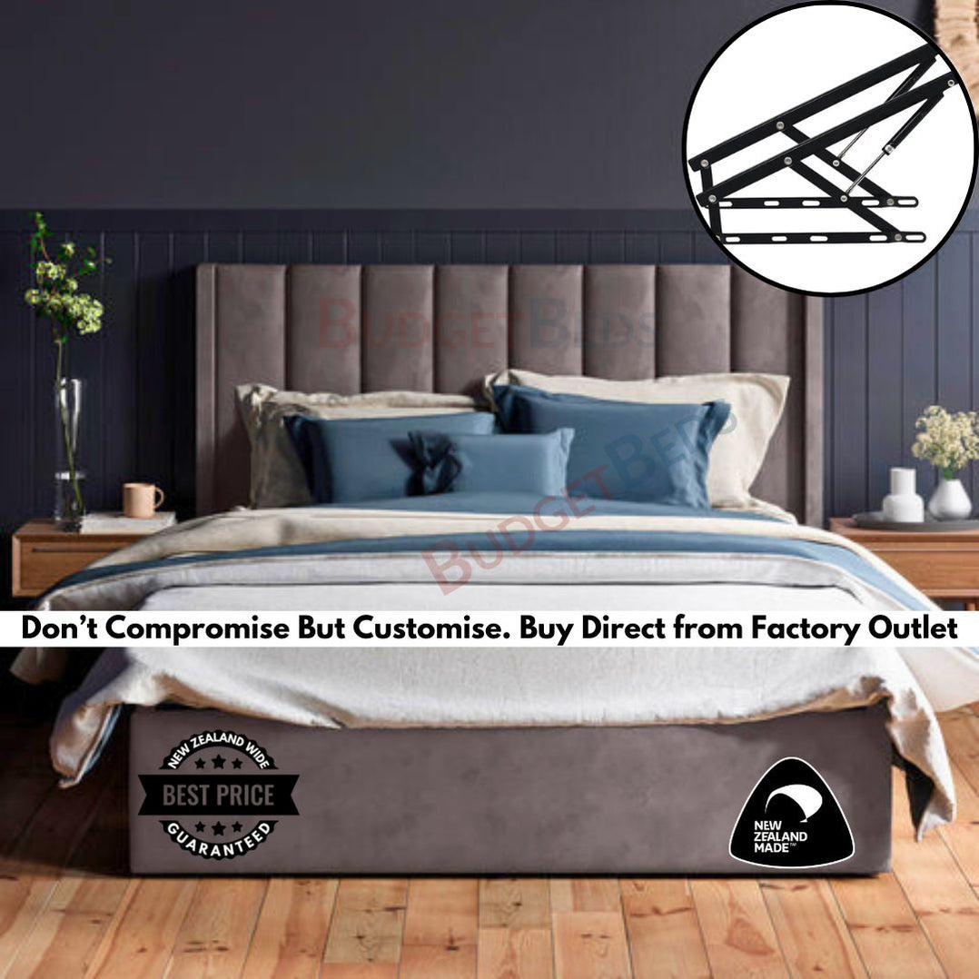 King Split Gas Lift Storage Bed Made in New Zealand | Budget Beds Sale